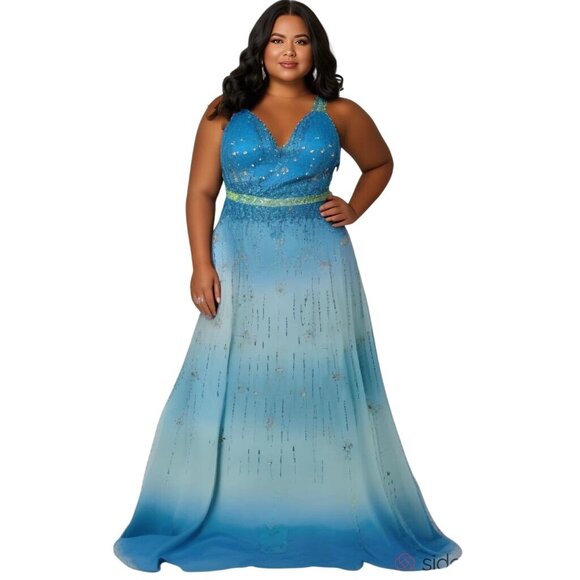 Riva Designs | Dresses | Halter Embellished Beaded Gown Prom Wedding ...